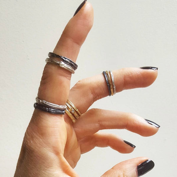 Oxidized ridge stack ring – t.kahres jewelry